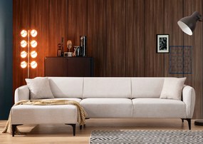 Hannah Home Rozkládací béžová pohovka BELISSIMO s lenoškou vlevo 560ARE1807