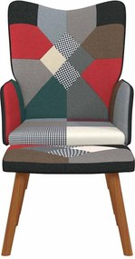 Relaxační křeslo se stoličkou patchwork textil 328196