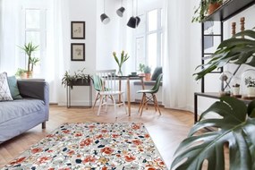 Dywany Łuszczów, Kusový koberec Botanic 65239 flowers grey – na ven i na doma, 157x220, vícebarevná, chodba / předsíň