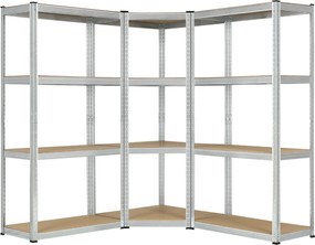Juskys Sada tří kovových regálů Corner a Easy Barva: stříbrná