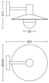 Venkovní nástěnné svítidlo Philips Skua 17382/30/PN E27 42W IP44
