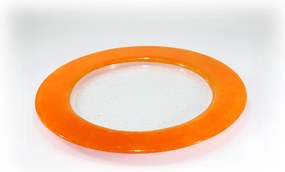 BDK-GLASS Kulaté talíře BAND - s oranžovým okrajem Průměr: 40cm