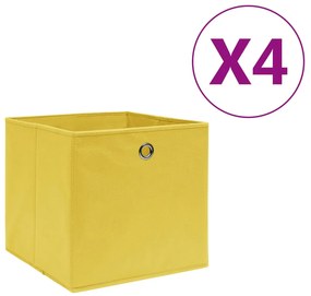 Úložné boxy 4 ks netkaná textilie 28 x 28 x 28 cm žluté 325223