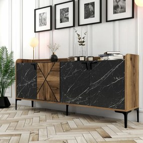 Skříňka Venedik Walnut and Black Marble