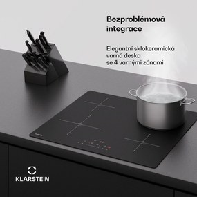 Klarstein PowerGlide indukční varná deska | Odolná proti poškrábání | 4 varné zóny | 7400 W | 60 cm