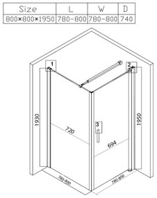 BPS-koupelny Čtvercový sprchový kout HYD-SK1190A 80x80 chrom/transparent - bez vaničky