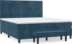 Box spring postel s matrací tmavě modrá 160x200 cm samet 3137975