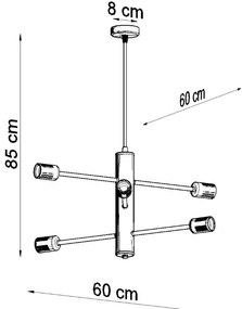 Lustr Duomo 6, černé tělo svítidla