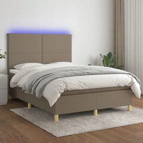 Box Spring Postel S Matrací A Led Textil Taupe Hladký design 140 x 190 cm