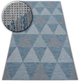 Kusový koberec SISAL LOFT 21132 Trojúhelníky slonová kost / modrý / stříbrný Rozměr: 120x170 cm