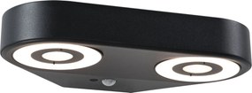 P 94866 LED venkovní nástěnné svítidlo Silma pohybové čidlo dva světelné zdroje IP44 280x176mm 3000K 2x5,5 / 2x0,7W 230V antracit hliník - PAULMANN