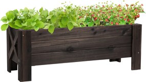 Outsunny Zahradní Truhlík z Masivního Dřeva Obdélníkový s Vysokými Nohy a 2 Odtokovými Otvory pro Květiny a Rostliny 100x36,5x36 cm Hnědý | Aosom