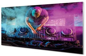 akrylový obraz DJ konzole barevné osvětlení 125x50 cm