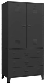 Industriální šatní skříň černá 90 x 50 x 180 cm kov - Default Title