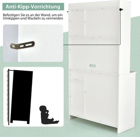 Costway Kuchyňská skříňka 180 cm s nabíjecí stanicí a pracovní deskou a – bílý