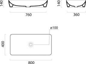 GSI Nubes keramické umyvadlo na desku 80 x 40 cm bílá Extra Glaze 904011