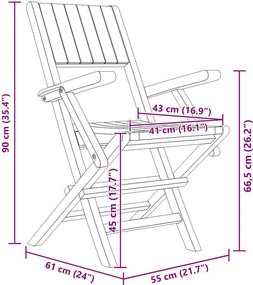 Skládací židle 8 ks 55x61x90 cm masivní teak 3155063