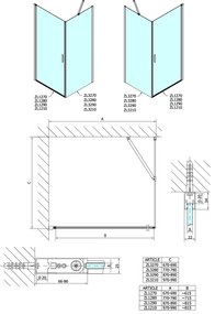 Polysan, ZOOM LINE sprchová boční stěna 900mm, čiré sklo, ZL3290