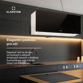 Klarstein Kronleuchter XL, digestoř, 90 cm, ostrůvková, 590 m³/h, dotyková, LED, černá