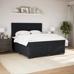 Box spring postel s matrací černá 200x200 cm samet 3291010