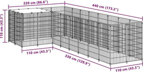 Psí kotec černý 6,05 m² ocel 3082225