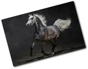 Wallmuralia Kuchyňská deska skleněná Šedý arabský kůň 80x52 cm