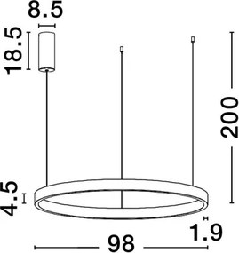 Závěsné LED svítidlo NOVA LUCE ELOWEN 106W 3000K 9345651 stmívatelné Triac