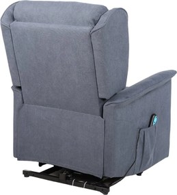 TV křeslo ušák RELIA s elektrickým polohováním — látka, šedá, nosnost 130 kg
