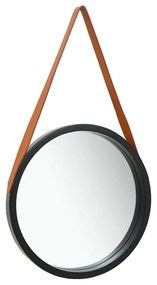 Nástěnné zrcadlo s popruhem 50 cm černé - Default Title