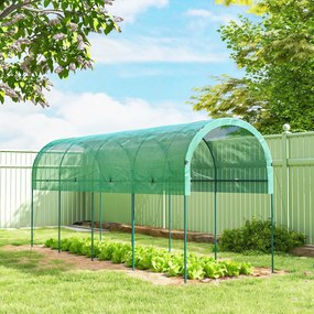 Outsunny zimní tunelový skleník s obloukovou střechou — ocelový rám a zemní kotvy, zasouvací otevřený tunel, 400 × 120 × 170 cm, zelený