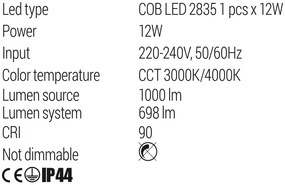 Světla a lustry REDO GROUP Redo NAJI 01-3286 koupelnové stropní svítidlo LED 12W/CCT 3000K-4000K