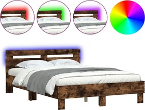 Rám postele s čelem a LED osvětlením kouřový dub 120 x 200 cm 3207557