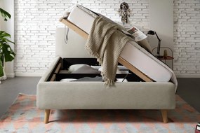 Čalouněná postel MATTIS S ÚLOŽNÝM PROSTOREM 140x200, šedo-béžová