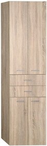 Aqualine, ZOJA/KERAMIA FRESH skříňka vysoká 50x184x29cm, dub platin, zásuvky, 51296