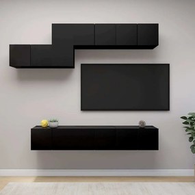 vidaXL 7dílný set TV skříněk dřevotříska [3079044] Barva: Černá