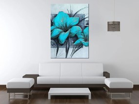 Gario Ručně malovaný obraz Nádherné modré Vlčí máky Rozměry: 70 x 100 cm