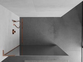 Mexen Kioto L, sprchová zástěna Walk-In 80 x 200 cm, 8mm sklo vzor zrcadlo, měděný matný profil, 800-080-103-65-50