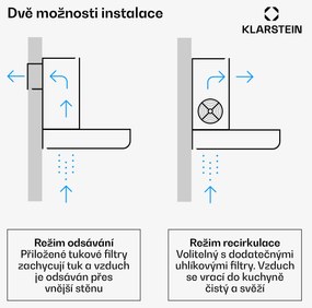 Klarstein Vinea, digestoř, 60 cm, vestavná, 610 m³/h, plochá konstrukce, stříbrná