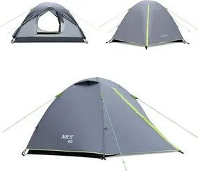 NILS Camp NC6004 Explorer šedý / Kempingový stan / pro 3 osoby / 110 x