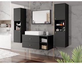 Koupelnový nábytek Kiegi III, Barva: czarny mat / czarny mat + czarny marmur, Sifon k umyvadlu: ne, Umyvadlo: ano