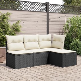 vidaXL Zahradní stolička s poduškou černá 55 x 55 x 37 cm polyratan [366001]