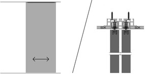 JAP Dvoukolejnicový posuv do stropu skrytý PREMIUM - podhled z obou stran - ELOX šířka průchodu/ délka kolejnice: 100/ 210 cm, typ kotvení: do stropu