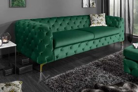 Designová 3-místná pohovka Barock Style zelená samet 235cm