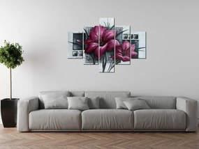 Gario Ručně malovaný obraz Nádherná magnólie - 5 dílný Rozměry: 100 x 70 cm