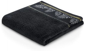 Bavlněný ručník s rostlinným motivem Černý PARNA-70x140