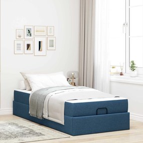 Rám postele s matrací 2 ks Modrá textil 3399458