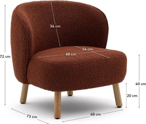 Křeslo v terakotové barvě z textilie bouclé Ulit – Kave Home