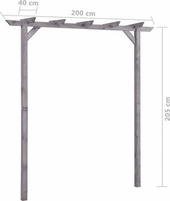 Zahradní pergola šedá 200 x 40 x 205 cm impregnovaná borovice 313567