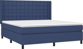 Box spring postel s matrací a LED modrá 180x200 cm textil 3138659