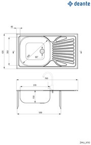 Deante Dřez Techno s odkapávačem, nerez - ZMU 3110